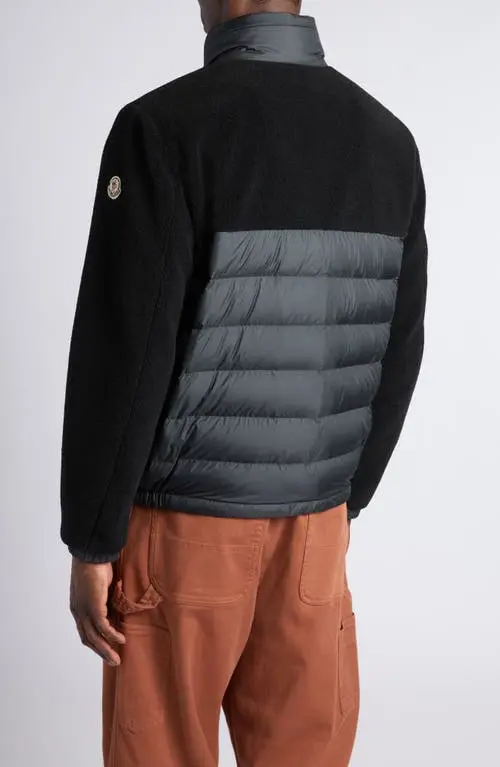 Moncler Mistral Mixed Media Down Puffer Jacket - Black