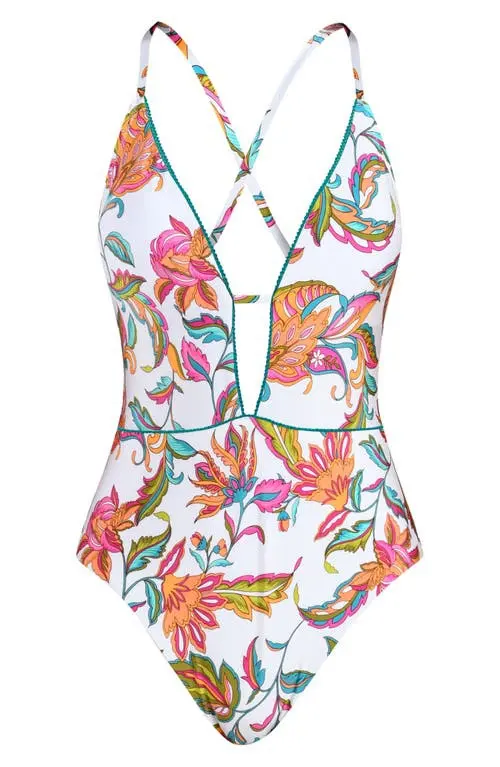 SUNSHINE 79 Wild Vines Plunge One-piece Swimsuit