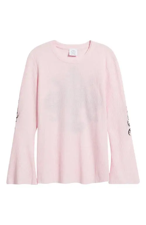 NIKKI LUND Fleur Embroidered Thermal Knit Top - Pink