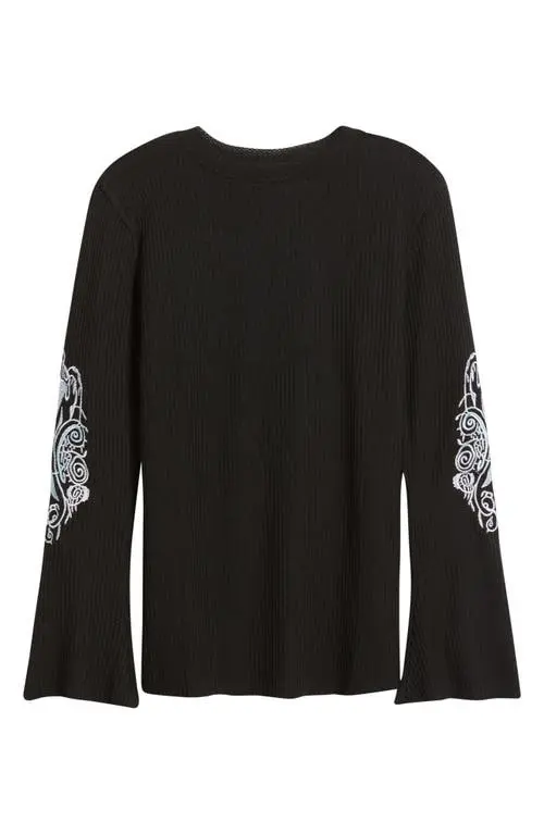 NIKKI LUND Lund Embroidered Rib Thermal Top
