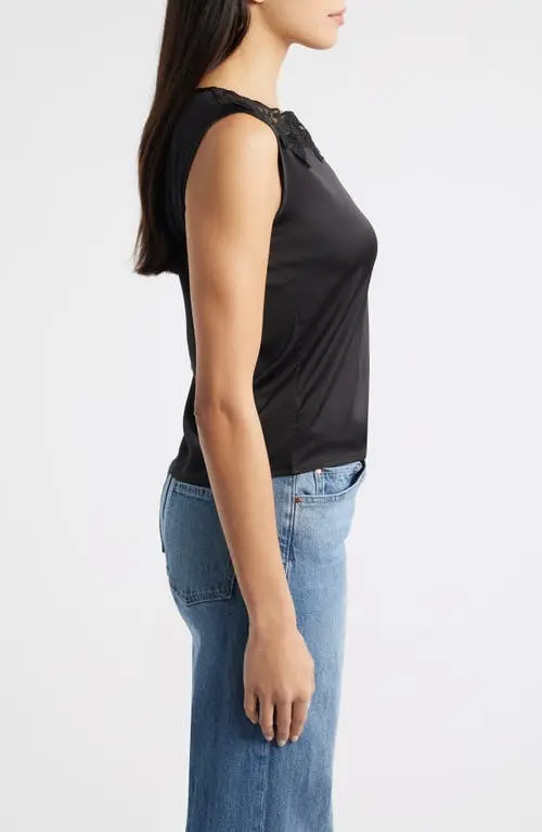 NIKKI LUND Camille Floral Appliqué Top - Black