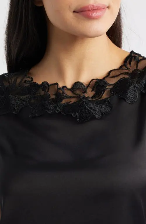 NIKKI LUND Camille Floral Appliqué Top - Black