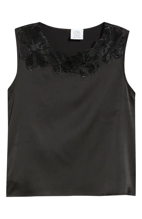 NIKKI LUND Camille Floral Appliqué Top - Black