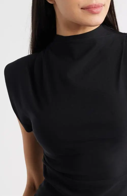 NIKKI LUND Cora Strong Shoulder Asymmetric Jersey Top - Black