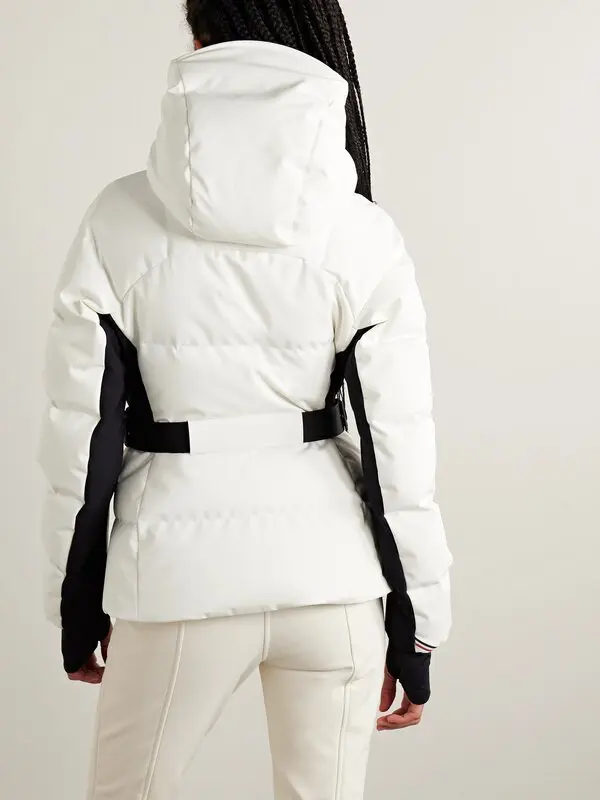 Moncler Guyane Hooded Quilted Down Ski Jacket - White