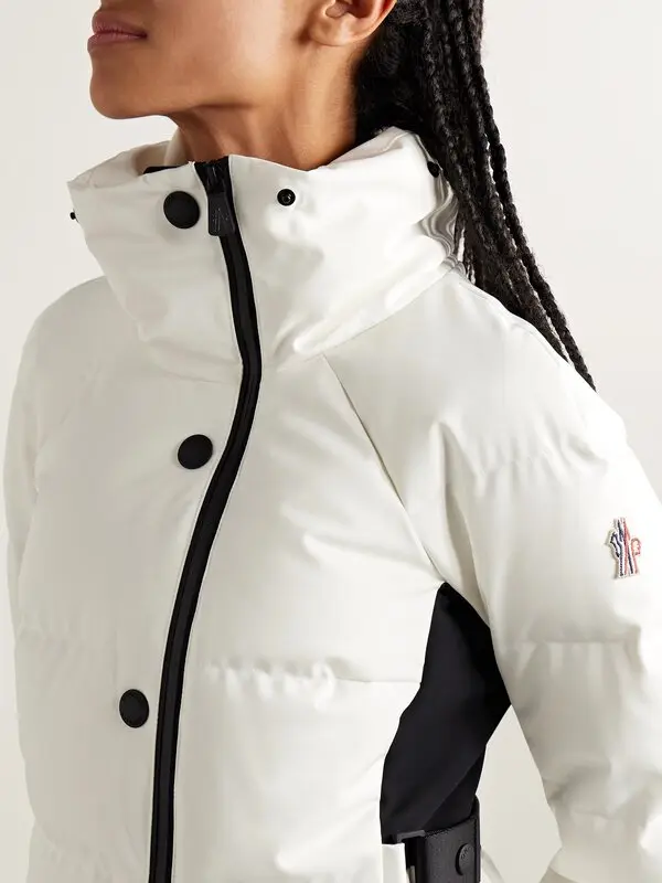 Moncler Guyane Hooded Quilted Down Ski Jacket - White