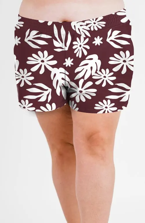 CALYPSA Classic Fit Swim Shorts With Panty - Wine Tropics