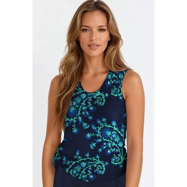 CALYPSA Closed Back Maya Tankini Swim Top - Barbados Blue
