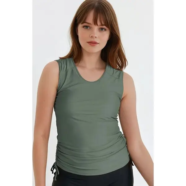 CALYPSA Closed Back Maya Tankini Swim Top - Sage Green