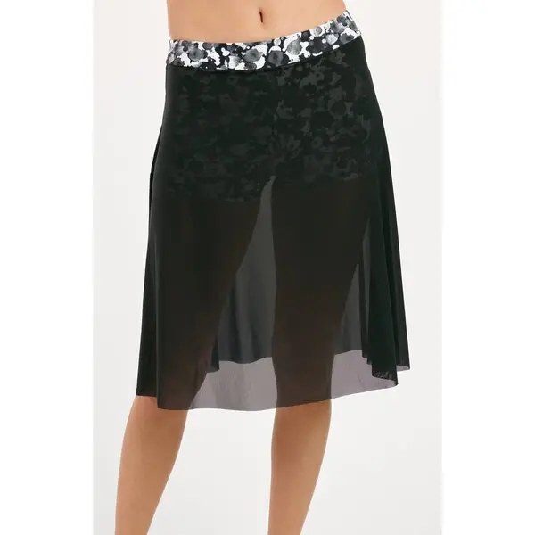 CALYPSA 3-in-1 Swim Skirt With Attached Shorts - Black/rocky Road