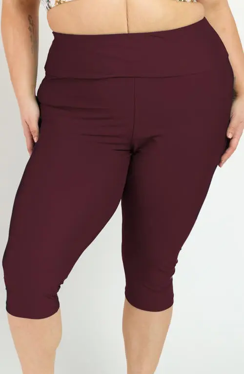 CALYPSA Capri Swim Leggings Upf 50 - Wine