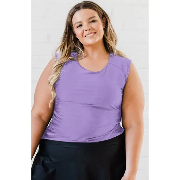 CALYPSA Closed Back Maya Tankini Swim Top - Lavender