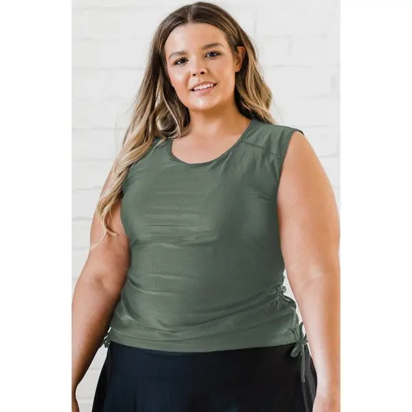 CALYPSA Closed Back Maya Tankini Swim Top - Sage Green