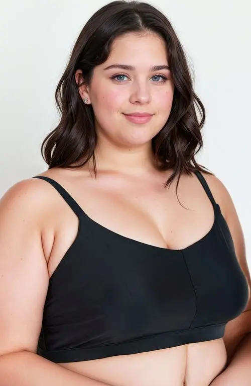 CALYPSA Adjustable Strap Clasp Swim Bra - Black