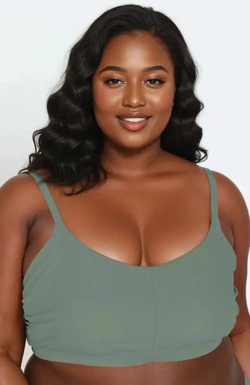 CALYPSA Adjustable Strap Clasp Swim Bra - Sage Green