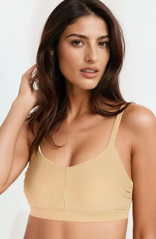 CALYPSA Adjustable Strap Clasp Swim Bra - Honey