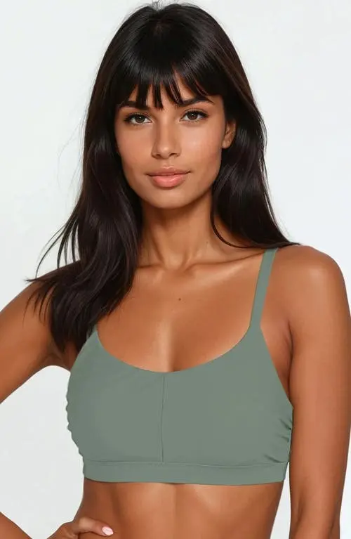 CALYPSA Adjustable Strap Clasp Swim Bra - Sage Green