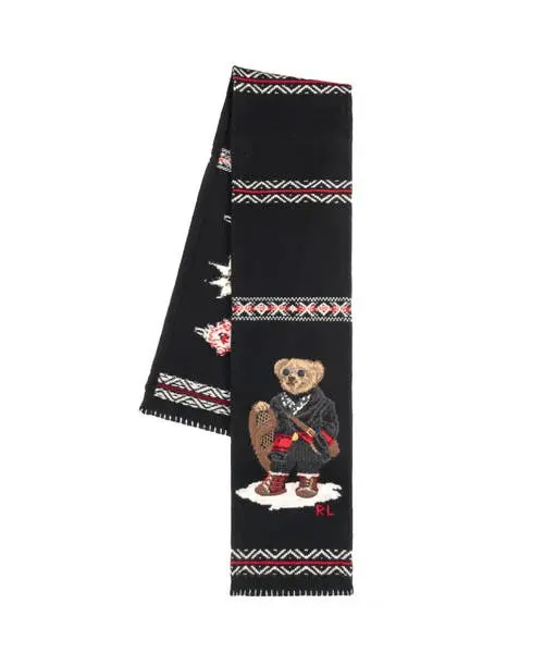 Polo Ralph Lauren Holiday Bear Intarsia Scarf - Black Multi