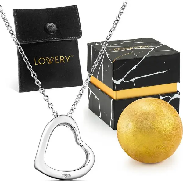LOVERY Sterling Silver Heart Pendant Necklace With Bath Bomb - Gold