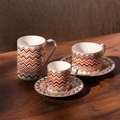 Missoni Tea Cup & Saucer Set Of 2 In Luxury Box - Multicolor 2