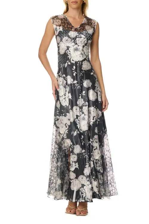 Komarov Charmuese Lace-up Maxi Dress