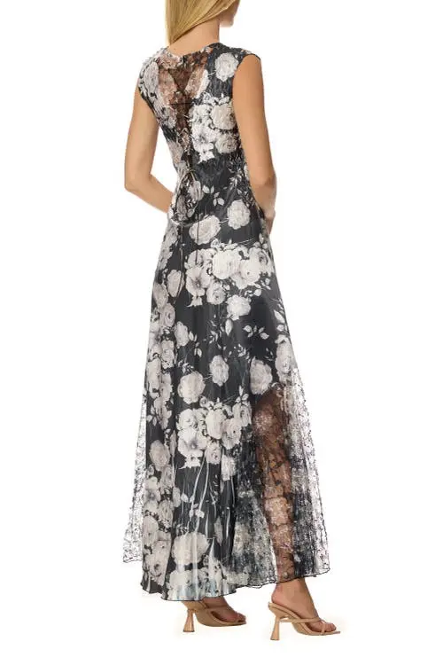 Komarov Charmuese Lace-up Maxi Dress