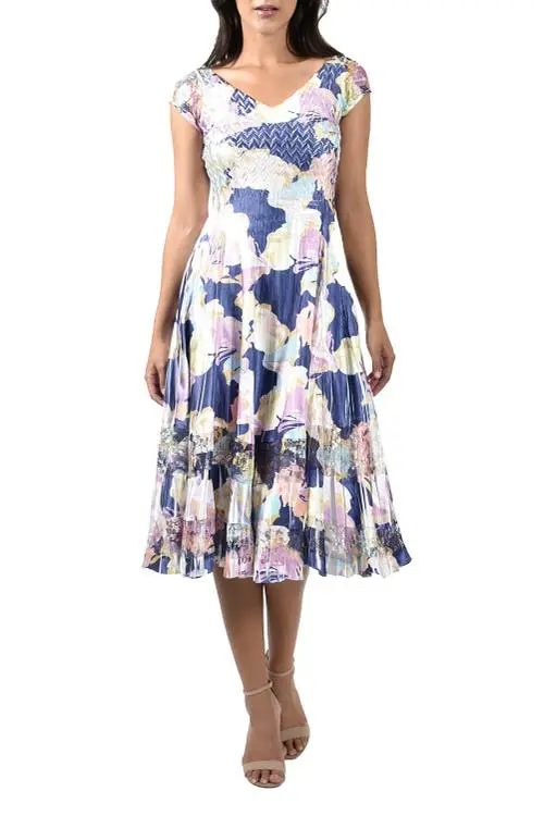 Komarov Cap Sleeve Charmeuse Dress