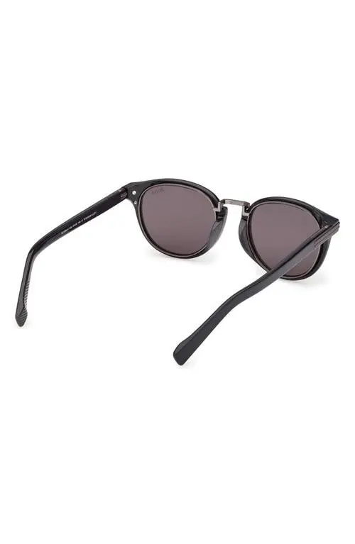 Zegna 51mm Round Sunglasses - Asphalt Grey/ruthenium Trim