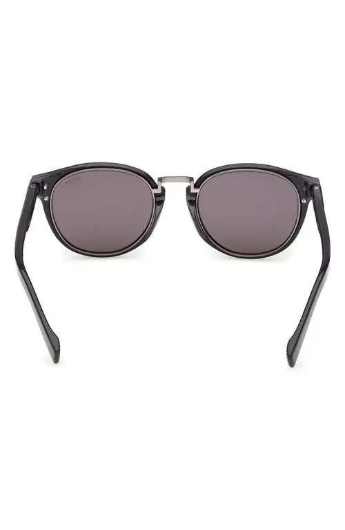 Zegna 51mm Round Sunglasses - Asphalt Grey/ruthenium Trim