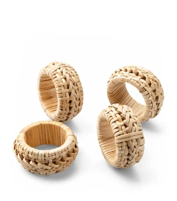 MAISON MARGAUX Set Of 4 Wicker Napkin Rings - Brown