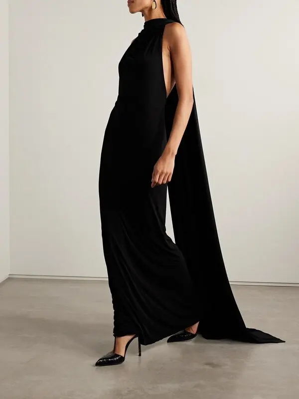 Brandon Maxwell The Presley Cape-effect Draped Stretch-jersey Gown