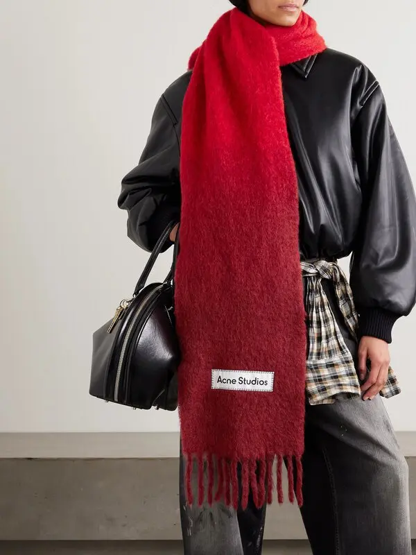 Acne Studios Fringed Appliquéd Felt Scarf