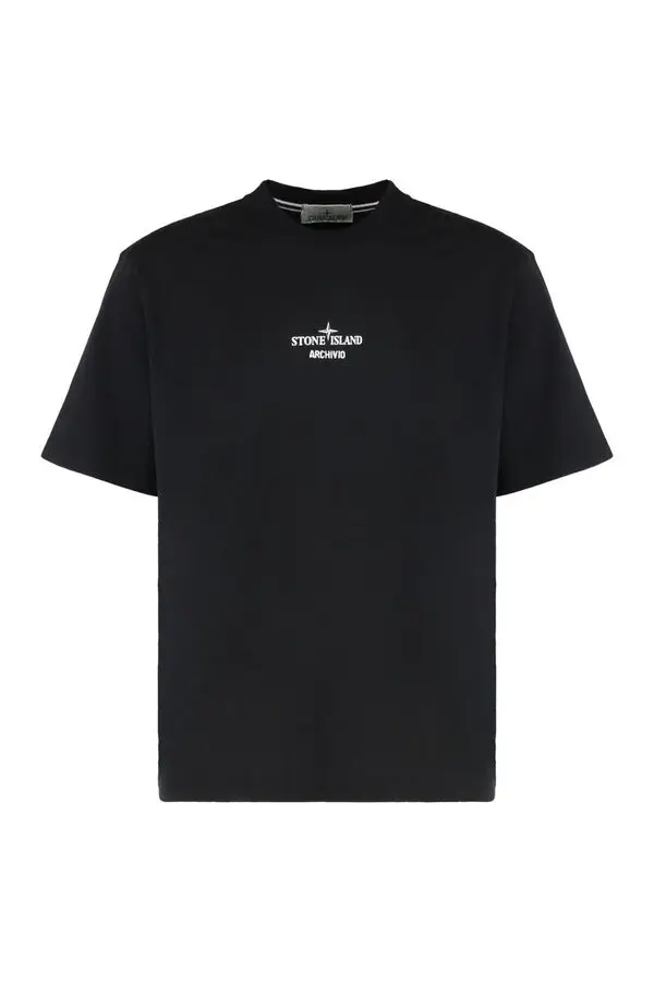 Stone Island Crew Neck T-shirt In Cotton Jersey - Black