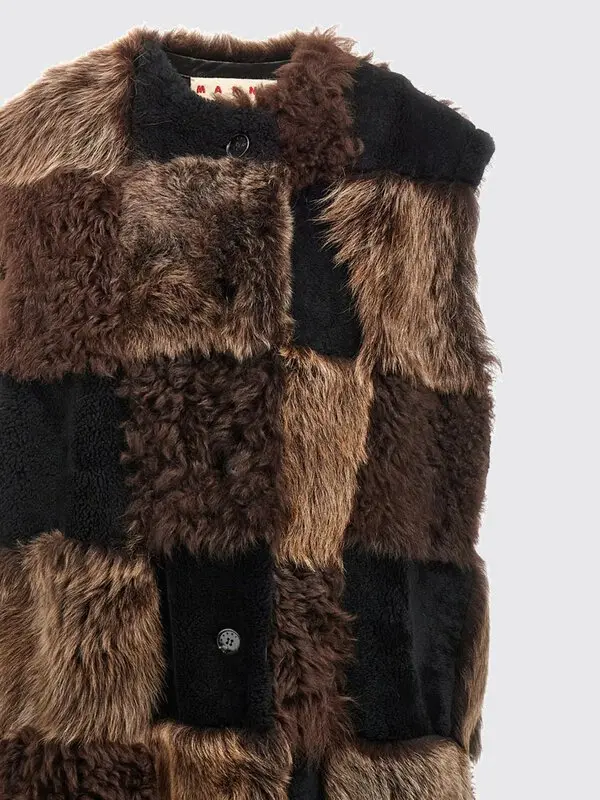 Marni Patchwork Fur Vest - Brown