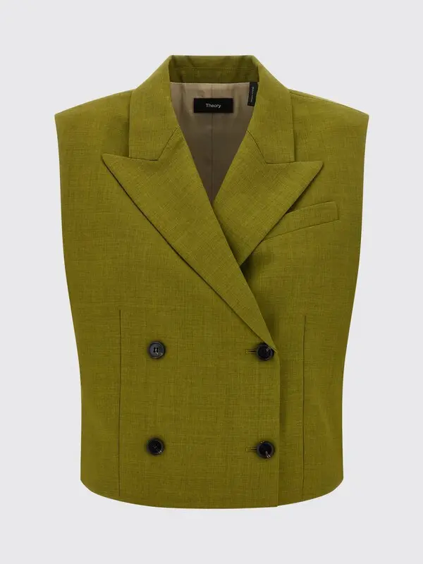 Theory Double Breasted Waistcoat - Green