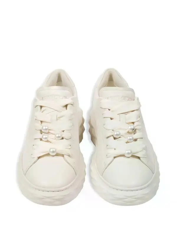 JIMMY CHOO Diamond Light Maxi Leather Sneakers - Neutrals