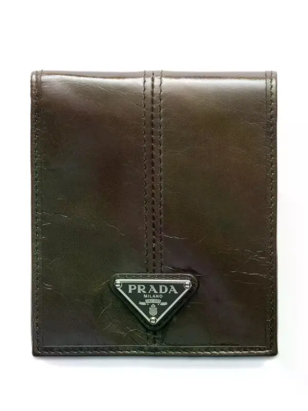 Prada Triangle Logo Leather Wallet - Brown