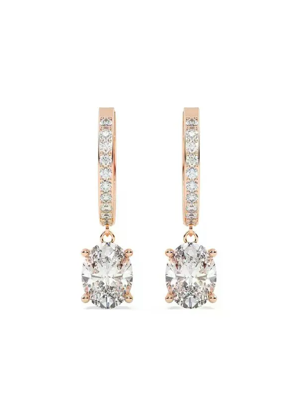 TILLA 14kt Rose Gold Oval Earrings - Pink