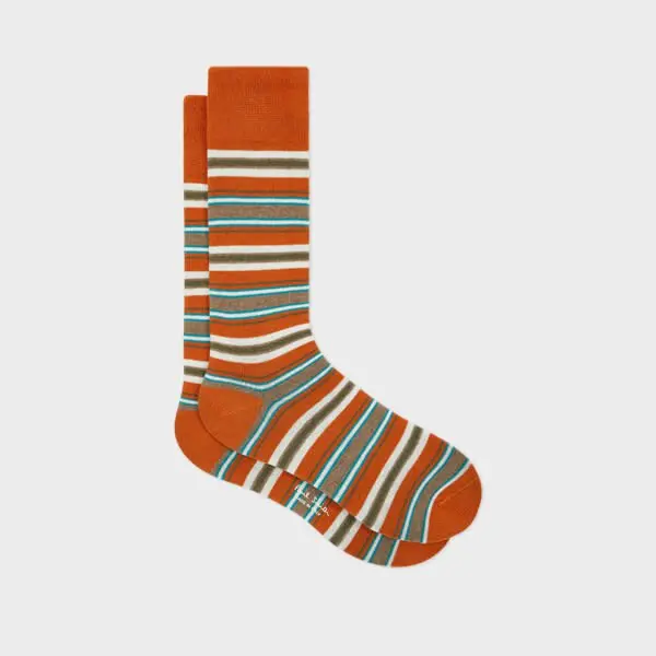 Paul Smith Mixed Striped Socks - Orange
