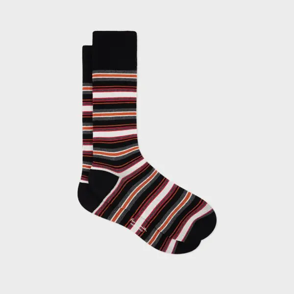 Paul Smith Mixed Striped Crew Socks - Black