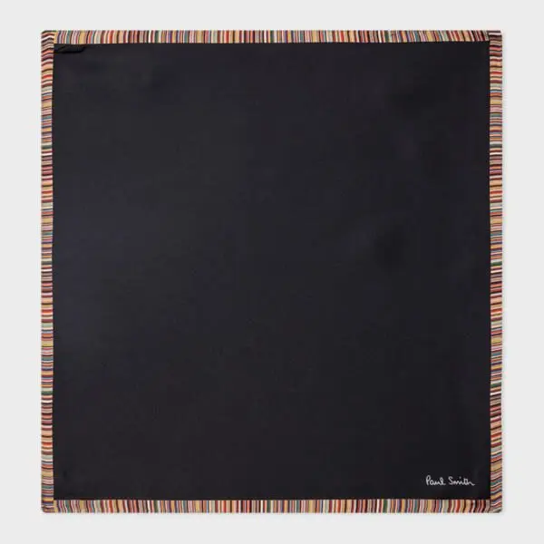 Paul Smith Signature Stripe' Silk Pocket Square - Black