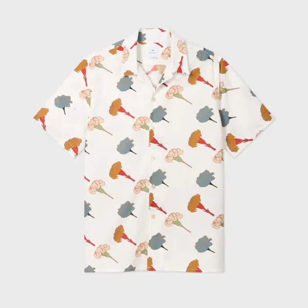 Paul Smith Carnation' Print Short-sleeve Shirt - White