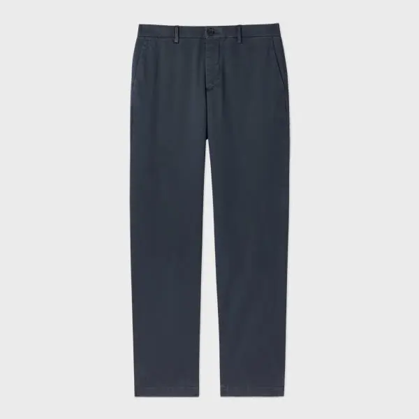 Paul Smith Washed Navy Stretch Cotton-twill Chinos