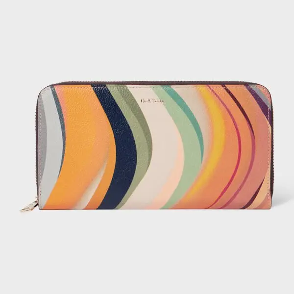 Paul Smith Dusky Swirl' Leather Large Zip-around Purse - Multicolour