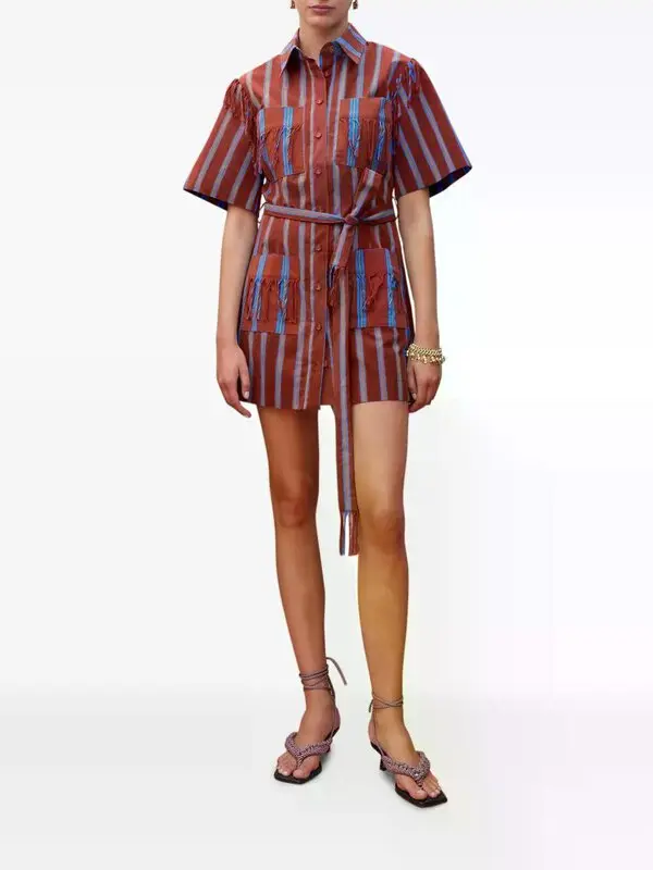 ALEMAIS Noura Striped Fringe Mini Dress