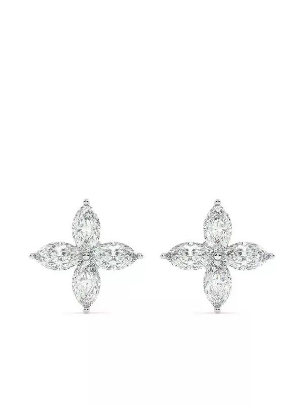 TILLA 14kt Marquise-cut Diamond Earrings - Silver