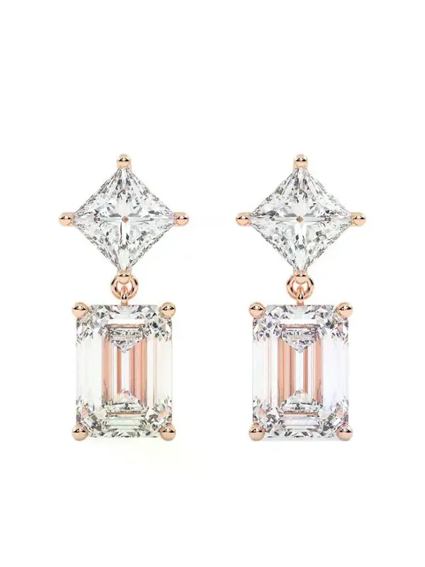 TILLA 14k Rose Gold Princess-cut Dangle Earrings - Pink