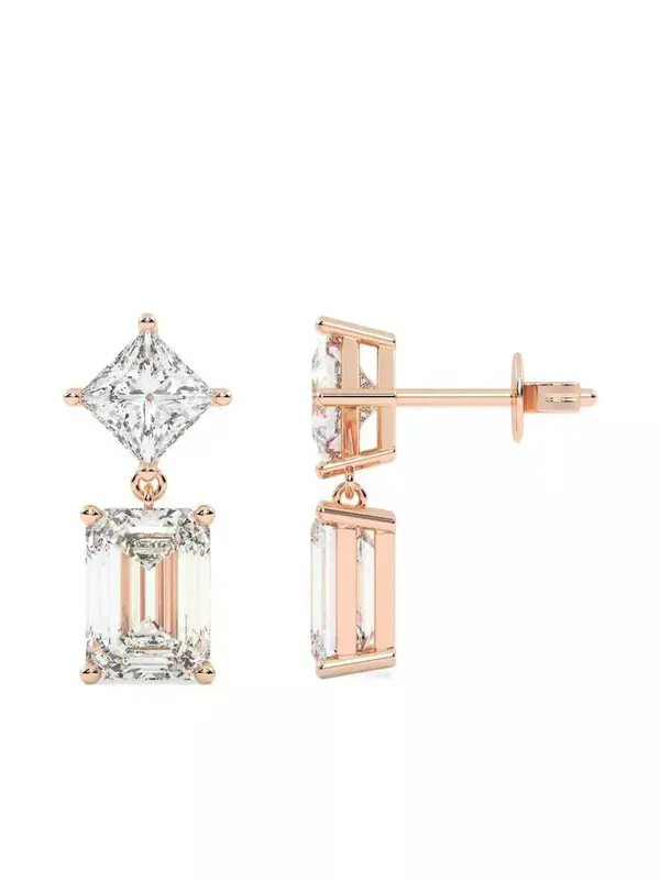 TILLA 14k Rose Gold Princess-cut Dangle Earrings - Pink