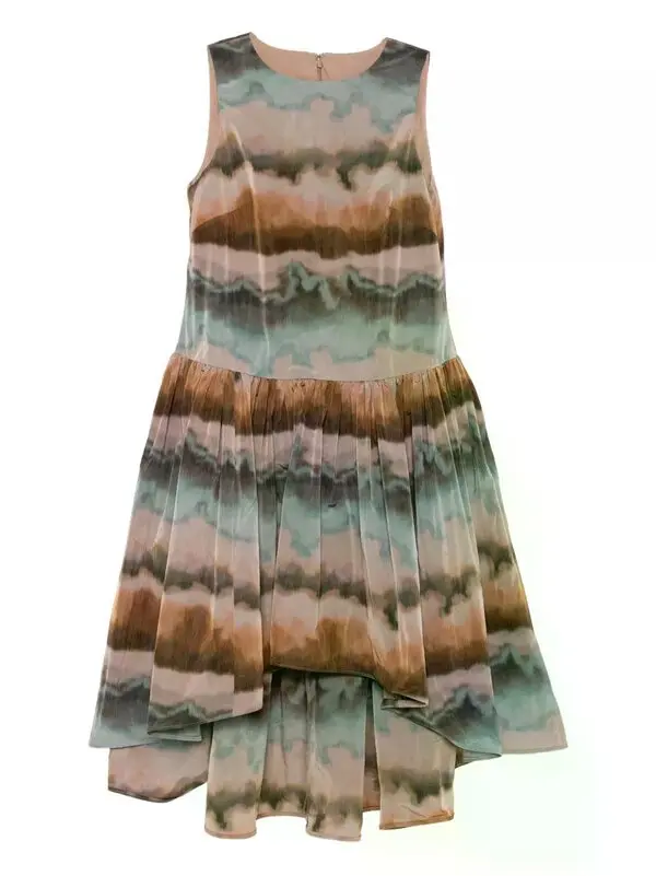 Amsale Printed Taffeta High-low Dress - Neutrals