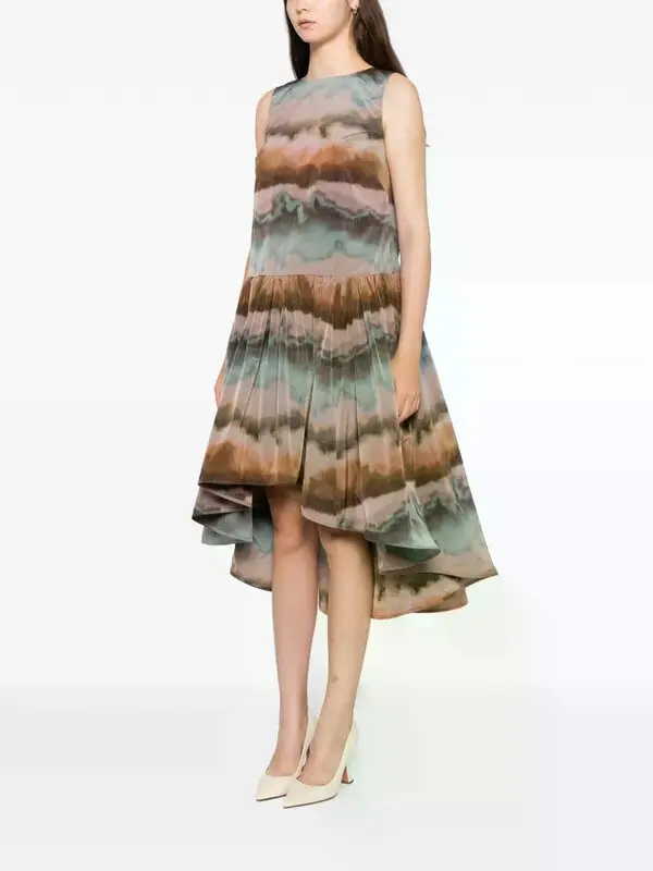 Amsale Printed Taffeta High-low Dress - Neutrals